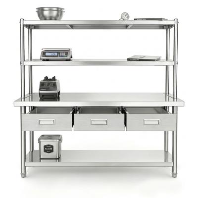 China Stainless Steel 201 Workbench with Corrosion Resistance and 300 kg/㎡ Load Capacity for Commercial Kitchens for sale