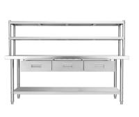 China Stainless Steel 201 Workbench with Corrosion Resistance and 300 kg/㎡ Load Capacity for Commercial Kitchens for sale