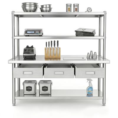 China Customizable Size Stainless Steel Workbench with Corrosion Resistance and 300 kg/㎡ Load Capacity for Commercial Kitchens for sale