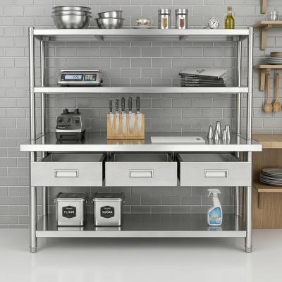China Stainless Steel Workbench with Corrosion Resistance and 300 kg/㎡ Load Capacity for Commercial Kitchens for sale