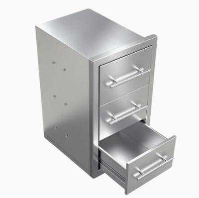China Stainless Steel 304 Outdoor Kitchen Drawer with Sliding Rail Design and Corrosion Resistance for BBQ Island for sale