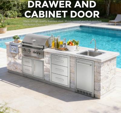 China Stainless Steel Outdoor Kitchen Drawer with Corrosion Resistance Sliding Rail Design and Custom Sizes for sale