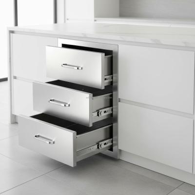 China Stainless Steel 201/304 Outdoor Kitchen Drawer with 300 kg/㎡ Load Capacity and Sliding Rail Design for sale
