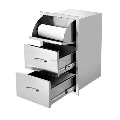 China Stainless Steel 201/304 Outdoor Kitchen Drawer with 300 kg/㎡ Load Capacity and Sliding Rail Design for sale