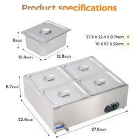 China Electric Food Warmer Bain Marie Buffet Server with 1200W Power and 6 L Capacity in Stainless Steel for sale