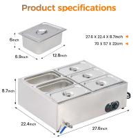 China Stainless Steel Electric Food Warmer with 1200W Power and 6L Capacity for Restaurant Use for sale