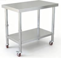 China stainless steel Trolleys with height adjustable legs thickened tabletop and heavy duty swivel casters providing stable workspace for sale