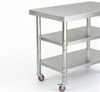 China Commercial stainless steel trolleys with height adjustable legs thickened panels and three tier design for professional kitchen for sale