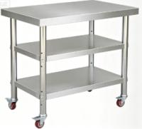 China Commercial stainless steel trolleys with height adjustable legs thickened panels and three tier design for professional kitchen for sale