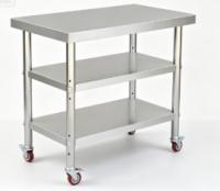 China Commercial stainless steel trolleys with height adjustable legs thickened panels and three tier design for professional kitchen for sale