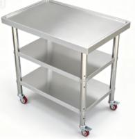 China Commercial stainless steel trolleys with height adjustable legs thickened panels and three tier design for professional kitchen for sale