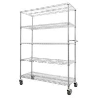China Heavy Duty Chrome Shelving 5 Tier Open Wire Chrome Plated Metal Storage Racks Rust Resistant Durable Shelving for Warehouse and Kitchen for sale