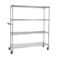 China Heavy Duty Chrome Shelving Featuring Four Tier Open Wire Shelves Designed for Easy Cleaning and Long Lasting Rust Resistant Performance for sale
