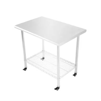China Commercial Grade Stainless Steel Worktables with Scratch Resistant Surface and Wire Shelf Providing Storage and Workspace Solutions for sale