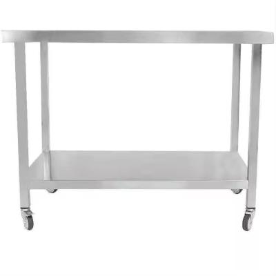 China Durable Stainless Steel Worktables Featuring Food Grade Rust Resistant Surfaces and Smooth Rolling Casters for Easy Mobility for sale