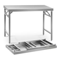 China Rust Resistant Stainless Steel Worktables Featuring Folding Design Durable Metal Frame and Flat Stable Surface Ideal for Various Work Settings for sale