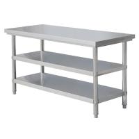 China Heavy Duty Stainless Steel Worktables with Durable Food Grade Construction and Three Tier Layout for Kitchen Organization for sale