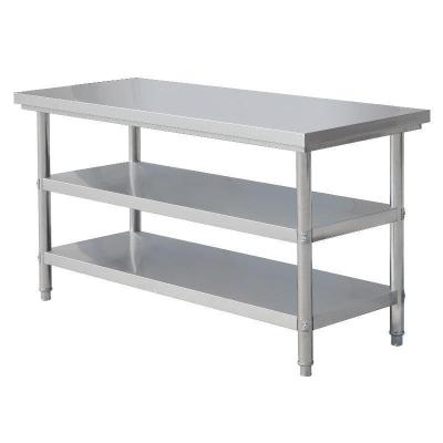 China Heavy Duty Stainless Steel Worktables with Durable Food Grade Construction and Three Tier Layout for Kitchen Organization for sale