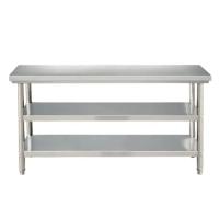 China Heavy Duty Stainless Steel Worktables with Durable Food Grade Construction and Three Tier Layout for Kitchen Organization for sale