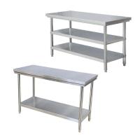 China Heavy Duty Stainless Steel Worktables with Durable Food Grade Construction and Three Tier Layout for Kitchen Organization for sale