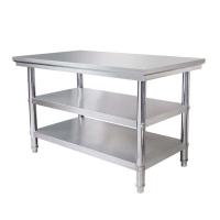 China Heavy Duty Stainless Steel Worktables with Durable Food Grade Construction and Three Tier Layout for Kitchen Organization for sale