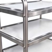 China Heavy Duty Casters Stainless Steel Worktable with Multiple Stainless Steel Trays and 500 kg Load Capacity Utility Trolley for sale