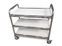 China Heavy Duty Casters Stainless Steel Worktable with Multiple Stainless Steel Trays and 500 kg Load Capacity Utility Trolley for sale