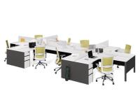 China Lido Bench Workstation with π-Shaped Steel Legs Extended Curved Tabletops and Flexible Configurations for sale