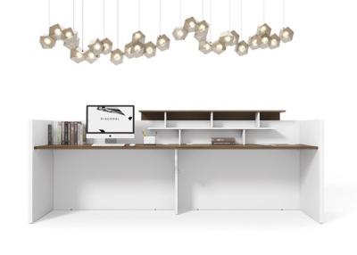 China Linz Ⅱ Reception Desk with 2886 mm Length Minimalist White Color and Hidden Divided Grids for sale