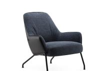 China U Series Lounge Sofa Chair with 304 Stainless Steel Frame, Full-Grain Saddle Leather, and 126 kg Weight Capacity for sale