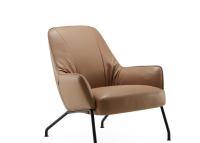 China U Series Lounge Sofa Chair with 304 Stainless Steel Frame, Full-Grain Saddle Leather, and 126 kg Weight Capacity for sale