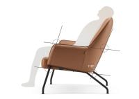 China U Series Lounge Sofa Chair with 304 Stainless Steel Frame, Full-Grain Saddle Leather, and 126 kg Weight Capacity for sale