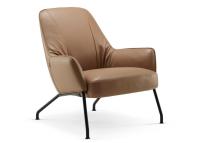 China U Series Lounge Sofa Chair with 304 Stainless Steel Frame, Full-Grain Saddle Leather, and 126 kg Weight Capacity for sale