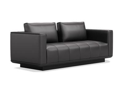 China Star II Lounge Sofa Modular with Light Leather, Dark North American Walnut, and Double C-shaped Legs for sale