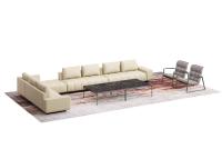China Star II Lounge Sofa Modular with Light Leather, Dark North American Walnut, and Double C-shaped Legs for sale