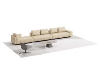 China Star II Lounge Sofa Modular with Light Leather, Dark North American Walnut, and Double C-shaped Legs for sale