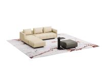 China Star II Lounge Sofa Modular with Light Leather, Dark North American Walnut, and Double C-shaped Legs for sale