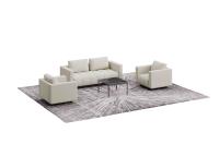 China Star II Lounge Sofa Modular with Light Leather, Dark North American Walnut, and Double C-shaped Legs for sale