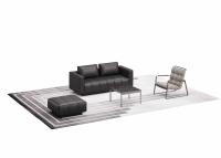 China Star II Lounge Sofa Modular with Light Leather, Dark North American Walnut, and Double C-shaped Legs for sale