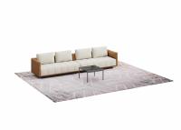 China Star II Lounge Sofa Modular with Light Leather, Dark North American Walnut, and Double C-shaped Legs for sale