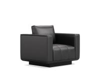 China Star II Lounge Sofa Modular with Light Leather, Dark North American Walnut, and Double C-shaped Legs for sale