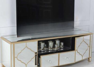 China Silver Mirror Finish Electric Fireplace TV Stand with 1500W Heater and Contemporary Mantle Structure for sale