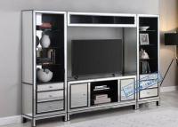 China Silver Mirror Finish Electric Fireplace TV Stand with 1500W Heater and Contemporary Mantle Structure for sale