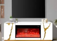 China Silver Mirror Finish Electric Fireplace TV Stand with 1500W Heater and Contemporary Mantle Structure for sale