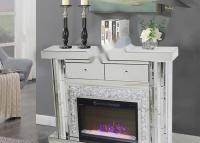 China Silver Mirror Finish Electric Fireplace TV Stand with 1500W Heater and Contemporary Mantle Structure for sale
