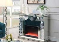 China Silver Mirror Finish Electric Fireplace TV Stand with 1500W Heater and Contemporary Mantle Structure for sale