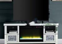 China Silver Mirror Finish Electric Fireplace TV Stand with 1500W Heater and Contemporary Mantle Structure for sale