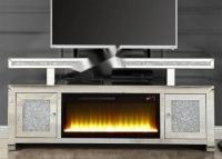 China Silver Mirror Finish Electric Fireplace TV Stand with 1500W Heater and Contemporary Mantle Structure for sale