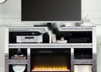 China Silver Mirror Finish Electric Fireplace TV Stand with 1500W Heater and Contemporary Mantle Structure for sale