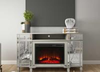 China Silver Mirror Finish Electric Fireplace TV Stand with 1500W Heater and Contemporary Mantle Structure for sale